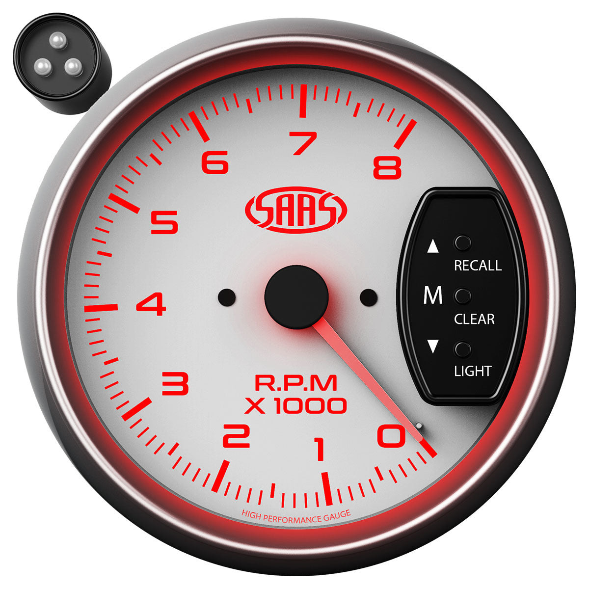 Tachometer 0-8K Shiftlite 3-3/4 White Muscle Series – Tas Autosport